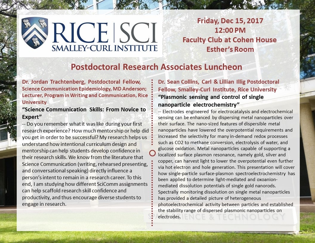 Previous Postdoctoral Researchers Luncheons | Smalley-Curl Institute ...